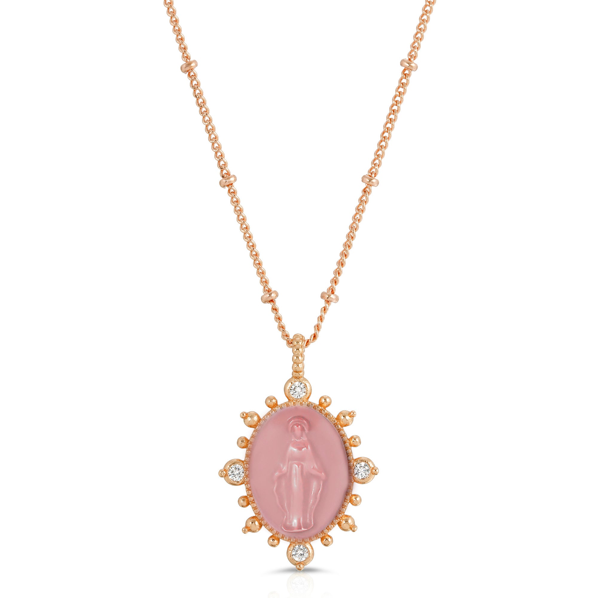 Lady Lourdes Pendant - Pink Rose – Joy Dravecky