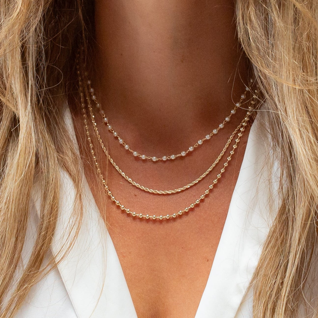 Gold Pearl Trio Necklace – Joy Dravecky