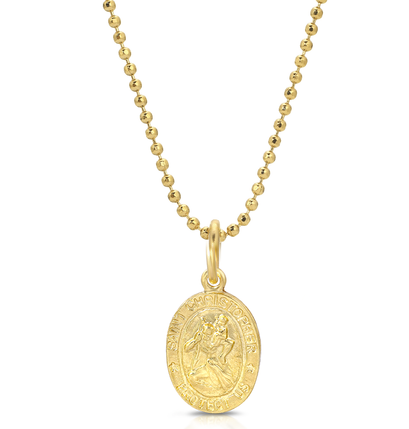 Mini Gold Saint Christopher Charm Necklace – Joy Dravecky